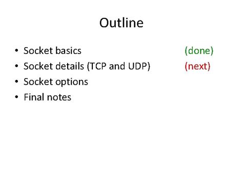 Distributed Computing Systems Sockets Outline Socket Basics Socket