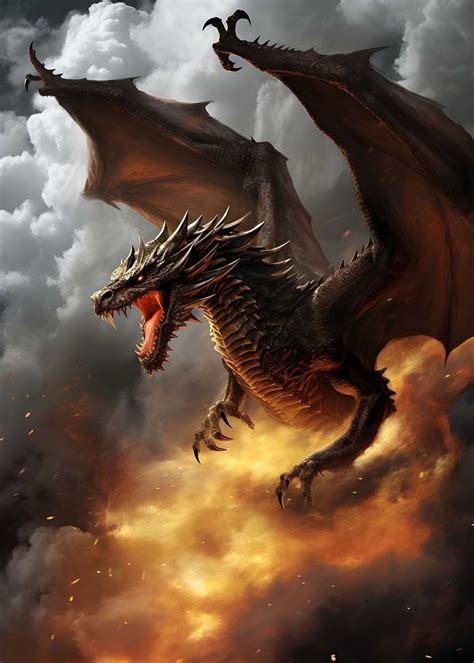Inferno Dragon Изображение дракона Красивые существа Фоновые рисунки