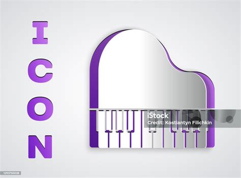 종이 컷 그랜드 피아노 아이콘 회색 배경에 격리 악기 종이 아트 스타일 벡터 3차원 형태에 대한 스톡 벡터 아트 및 기타 이미지 3차원 형태 Classical