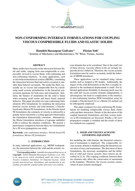 Pdf Non Conforming Interface Formulations For Coupling Viscous Compressible Fluids And Elastic