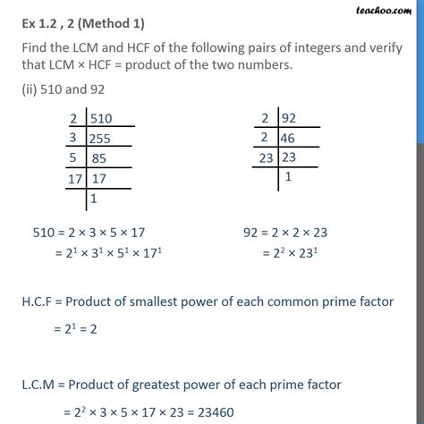 Ex Find LCM And HCF Of The Following Pairs Ex
