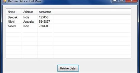 Dot Net Codes How To Show Data From Database Table Into Listview