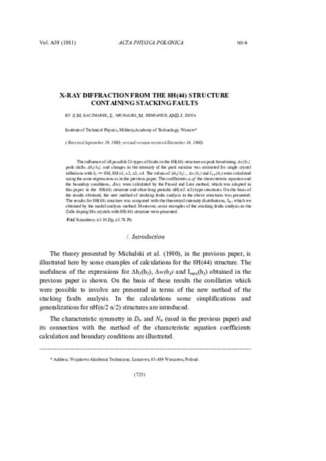 Pdf X Ray Diffraction From The 8h 44 Structure Containing Stacking Faults