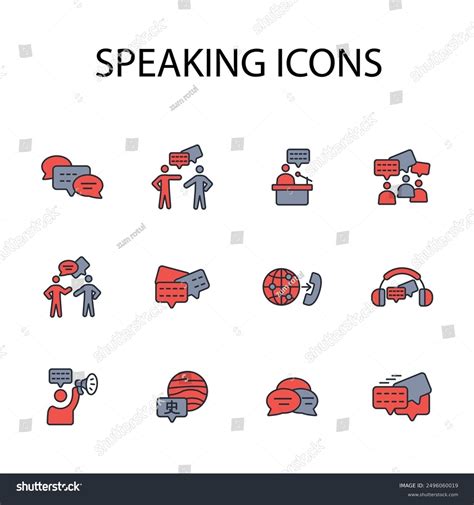 Speaking Icon Setvectoreditable Strokelinear Style Sign Stock Vector (Royalty Free) 2496060019 ...