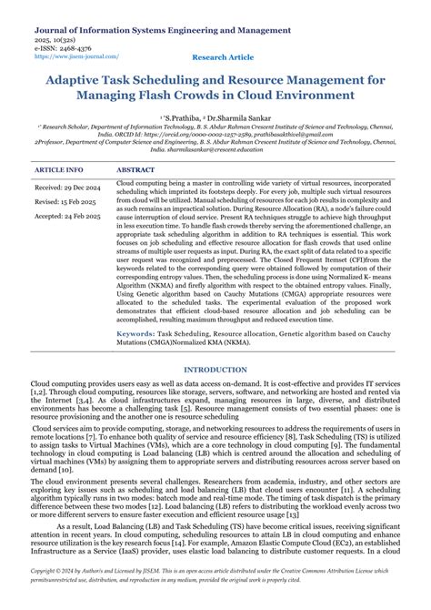 Pdf Adaptive Task Scheduling And Resource Management For Managing