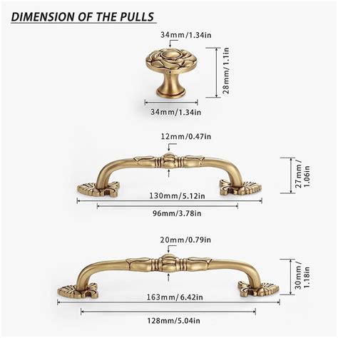 2 Pack 5 Brass Cabinet Pulls Antique Floral Pattern Cupboard Handle