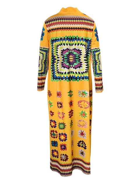 에스닉 프린트 오픈 프론트 가디건 빈티지 긴 소매 맥시 길이 아웃웨어 여성 의류 Temu Republic Of Korea