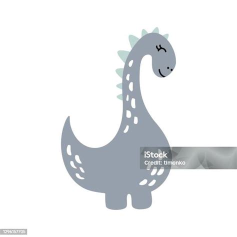 작은 귀여운 공룡 드로잉 이미지 만화를 색칠하기 위한 벡터 스칸디나비아 일러스트레이션입니다 아이 디노 이미지 흰색에 고립 인쇄 책 포스터 배너 색칠을위한 아기 괴물 파충류