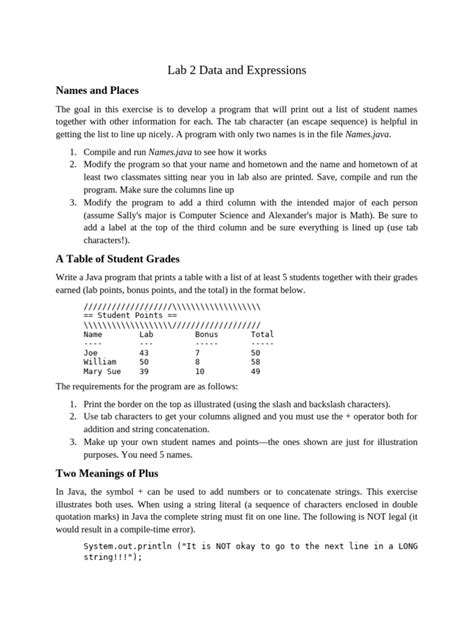 Java Programming Lab Guide Pdf Computer Program Programming