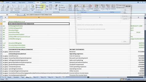 using xbrl sheet in excel youtube