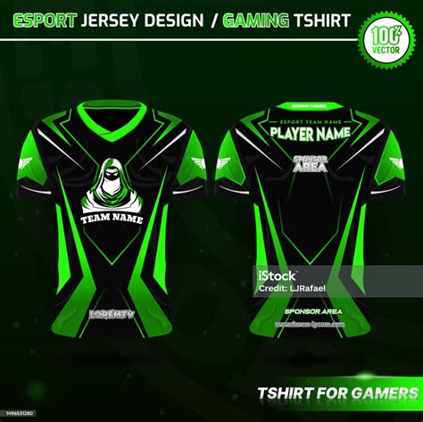 사양 축구 스포츠 전자 스포츠 게임 티셔츠 저지 템플릿입니다 게임용 의류 디자인 또는 티셔츠 블랙과 그린 저지 T 셔츠에 대한