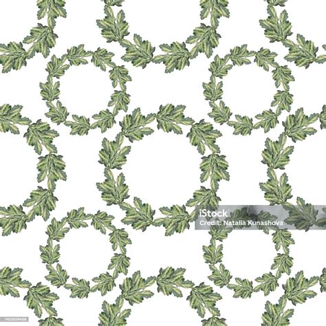 디자인을위한 원활한 패턴 수채화 원형 프레임 테두리 템플릿 녹색 잎의 화환은 흰색 배경에 꽃 국화 손으로 그린 식물 공간을