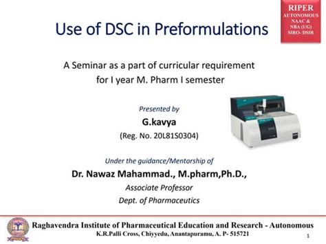 Differential Scanning Calorimeter Instrumentationdsc Ppt