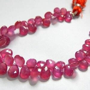 Ruby Faceted Teardrop Beads Pear Shape Briolettes 11x9 To 6x4 Mm Approx 8inches Natural Top