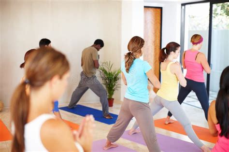 People Fitness And Back With Group On Yoga Mat In Class For Exercise