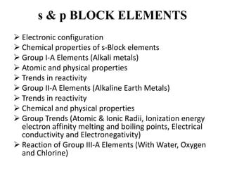 UNIT 7 S And P Block Transition Elements Pptx