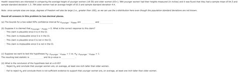 Solved Sample Standard Deviation 13 784 Older Women Had An