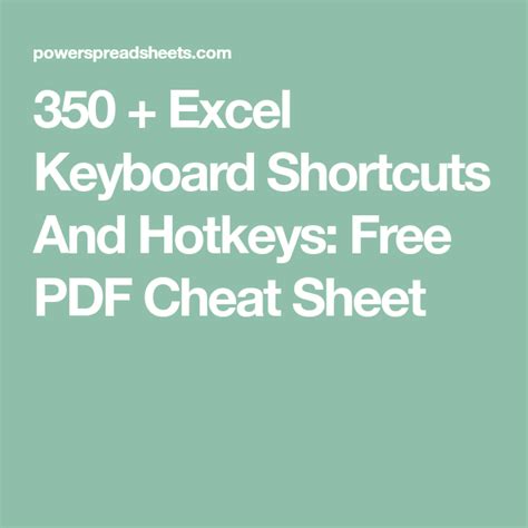 350 Excel Keyboard Shortcuts And Hotkeys Free Pdf Cheat Sheet