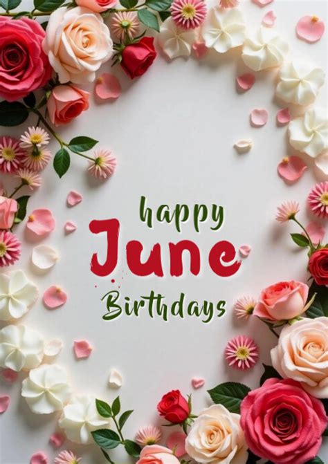 Black Pastel Happy June Birthdays A4 Template Postermywall
