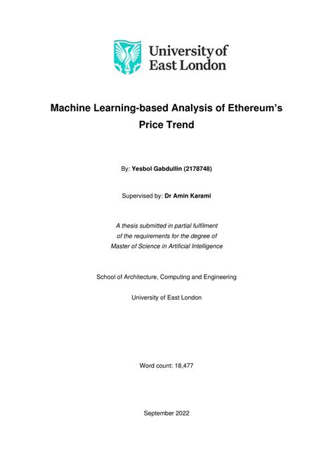 Pdf Machine Learning Based Analysis Of Ethereums Price Trend