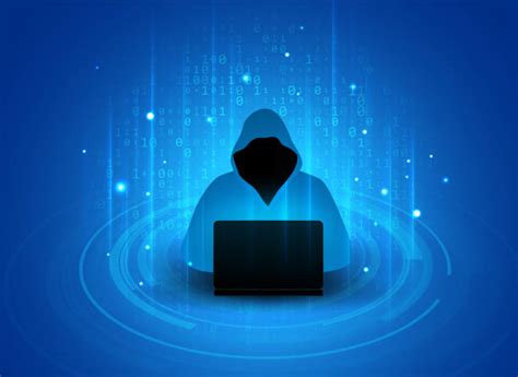 320 Hacker Hacking Through Laptop In Binary Code Background Stock