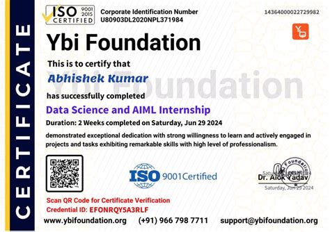 abhishek kumar on linkedin datascience aiml internshipcomplete