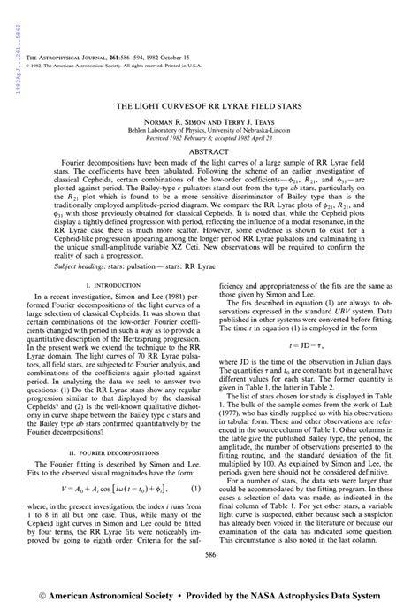 PDF The Light Curves Of RR Lyrae Field Stars