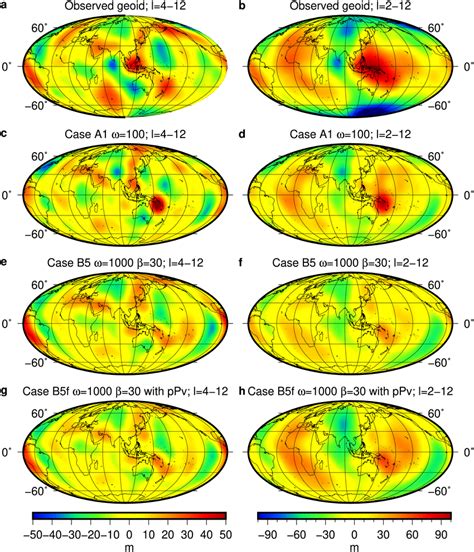 Geoid Maps At Degrees 4 12 Left Figures And 2 12 Right Figures