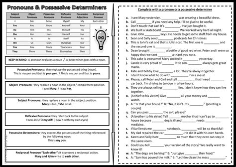 Pronouns And Determiners English Esl Worksheets Pdf And Doc