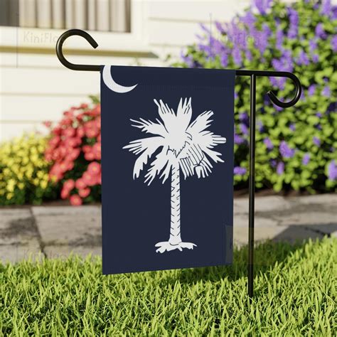 South Carolina Flag With Crescent Moon And Palmetto Tree