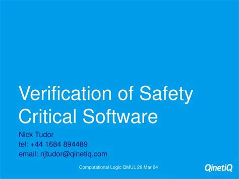 Ppt Verification Of Safety Critical Software Powerpoint Presentation Id 3887096