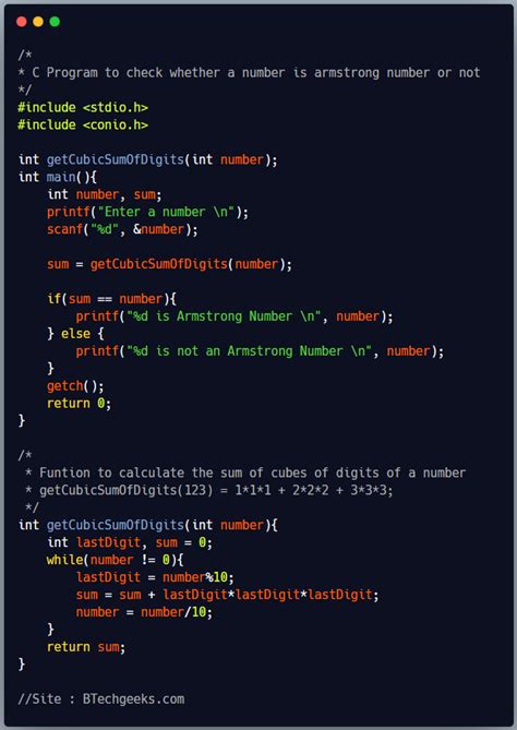 C Program To Check Armstrong Number Btech Geeks