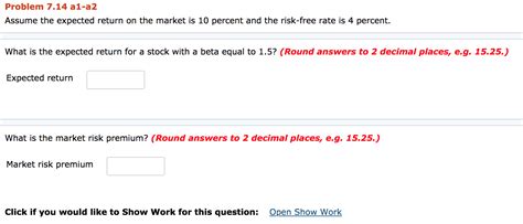 solved problem 7 14 al a2 assume the expected return on the