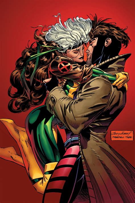 Rogue And Gambit Embrace Kiss Comic Book Poster Etsy