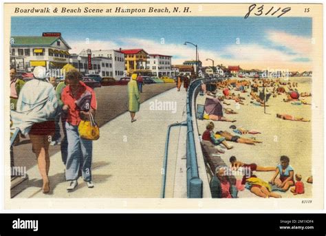 Boardwalk And Beach Scene At Hampton Beach Nh Boardwalks Beaches