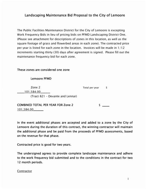 Commercial Lawn Care Bid Template