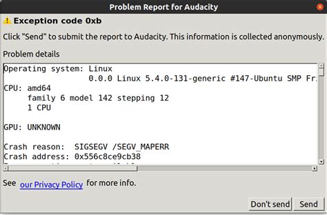 Audacity Consistently Crashes When Trying To Monitor From Incorrect Device GNU Linux