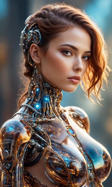 premium photo an android woman with a network of cyber components