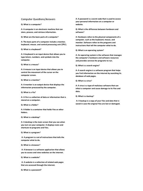 Computer Questions Answer Pdf Software Programming