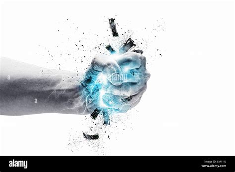 Hand Squeezing Keyboard Stock Photo Alamy