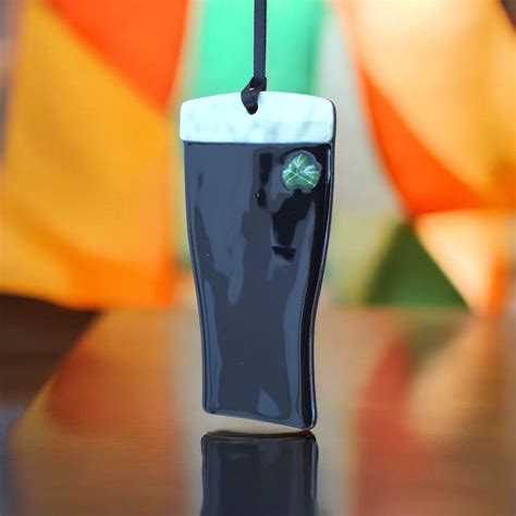 Pint Of Porter Fused Glass Decoration Connemara Blue