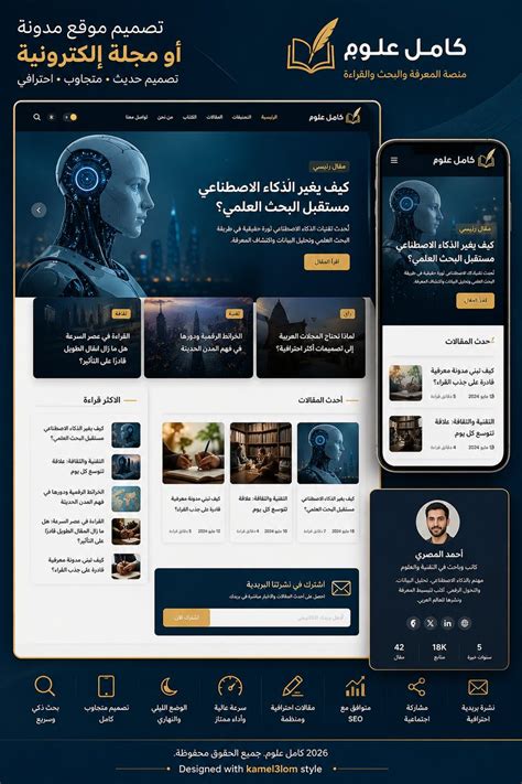 برومبت تصميم موقع مدونة أو مجلة إلكترونية احترافية وظيفة البرومبت هذا البرومبت مخصص لإنشاء موقع