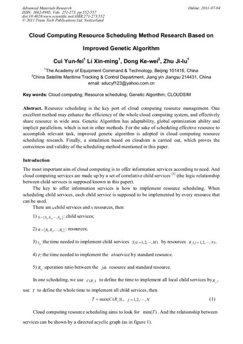 Cloud Computing Resource Scheduling Method Research Based On Improved