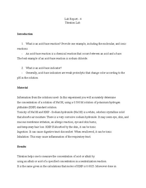 Titration Lab Introduction At Austin Bavister Blog