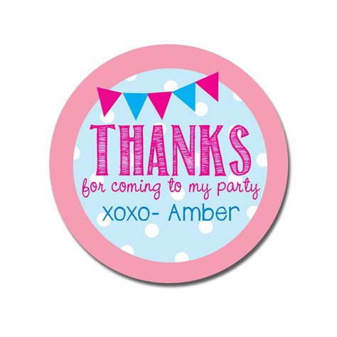 Birthday Stickers Thank You For Coming To My Party Party T Favor