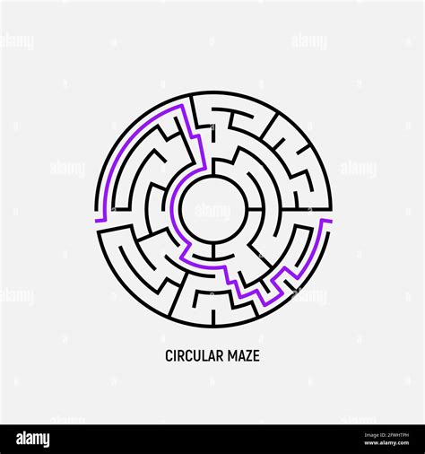 Circle Maze Vector Labyrinth Game Round Puzzle Circular Maze With