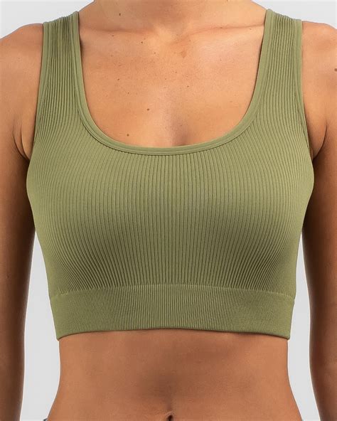 Shop Mooloola Basic Seamfree Crop Top In Khaki Fast Shipping And Easy