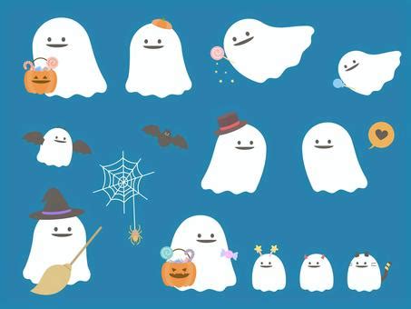 ハロウィン（おばけセット2）イラスト No 25624421｜無料イラスト・フリー素材なら「イラストac」