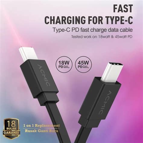 Jual ACMIC PDC100 Power Delivery PD100 Cm Cable USB Type C To USB Type C Shopee Indonesia