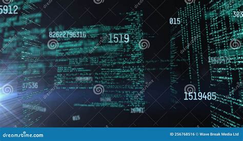 Image Of Data Processing And Numbers Over Dark Background Stock